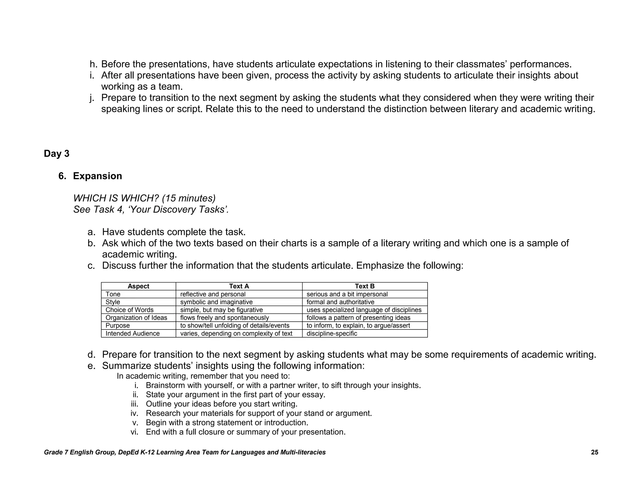 Teachers Guide 1st Quarter Grade7 for English | PDF