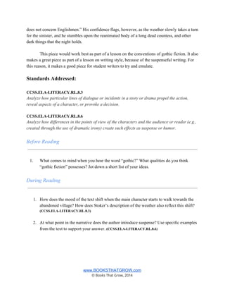 Teachers Guide: Dracula's Guest | PDF