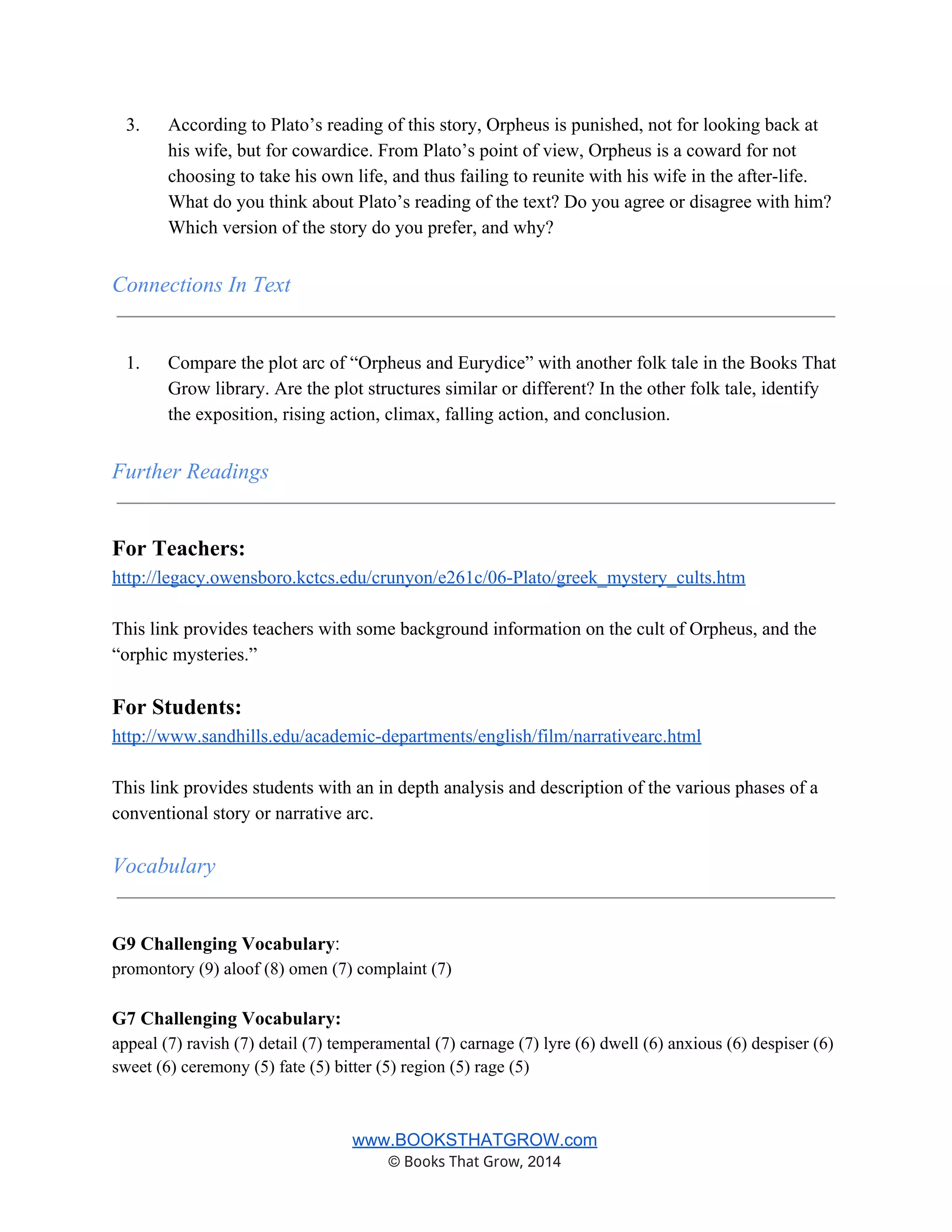 Teachers Guide: Orpheus and Eurydice | PDF