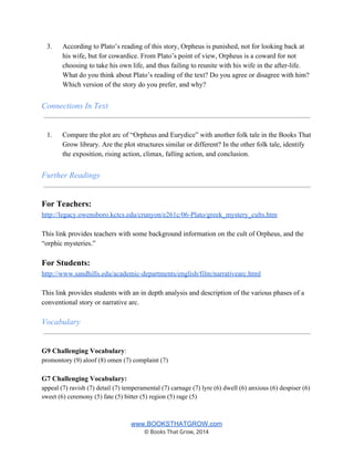 Teachers Guide: Orpheus and Eurydice | PDF