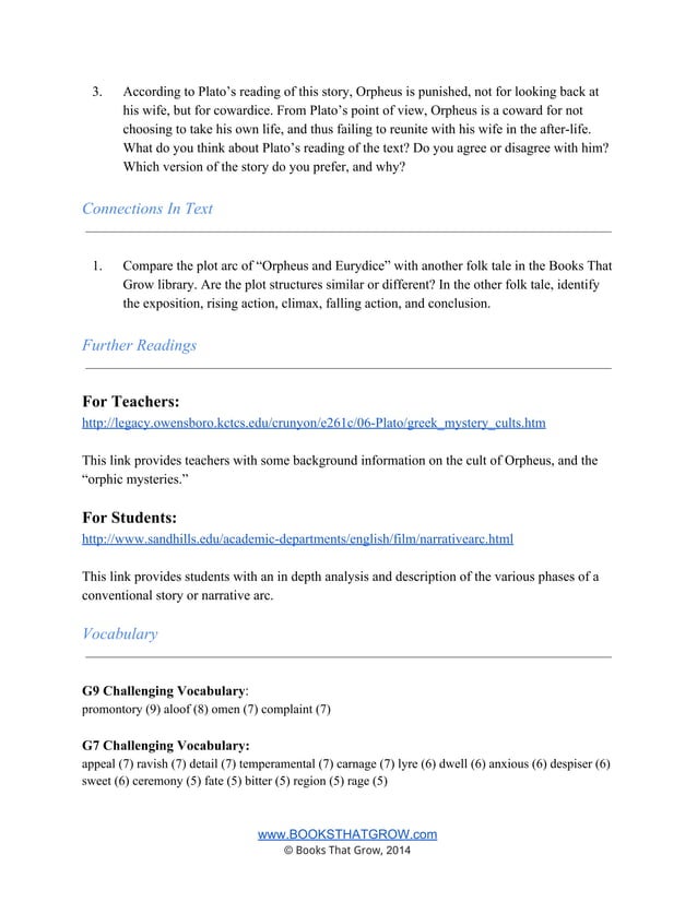 Teachers Guide: Orpheus and Eurydice | PDF