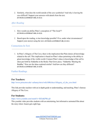 Teachers Guide: Plato's Allegory of the Cave | PDF