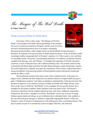 Teachers Guide: The Masque of the Red Death | PDF