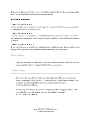 Teachers Guide: The Masque of the Red Death | PDF