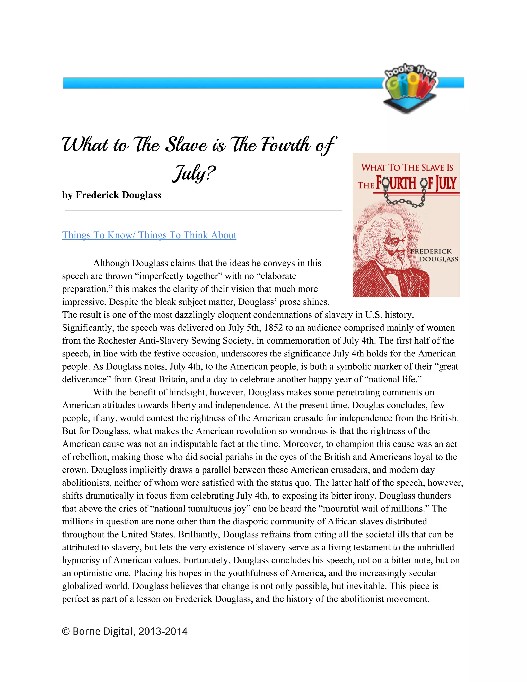 Teachers Guide: What to a Slave is the Fourth of July? | PDF