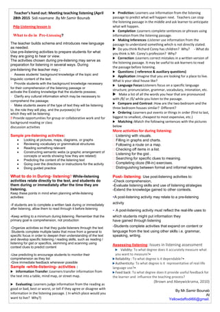 Teacher s hand out meeting teaching listening april 28th 2015 | PDF