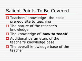 Teacher's knowledged base | PPT