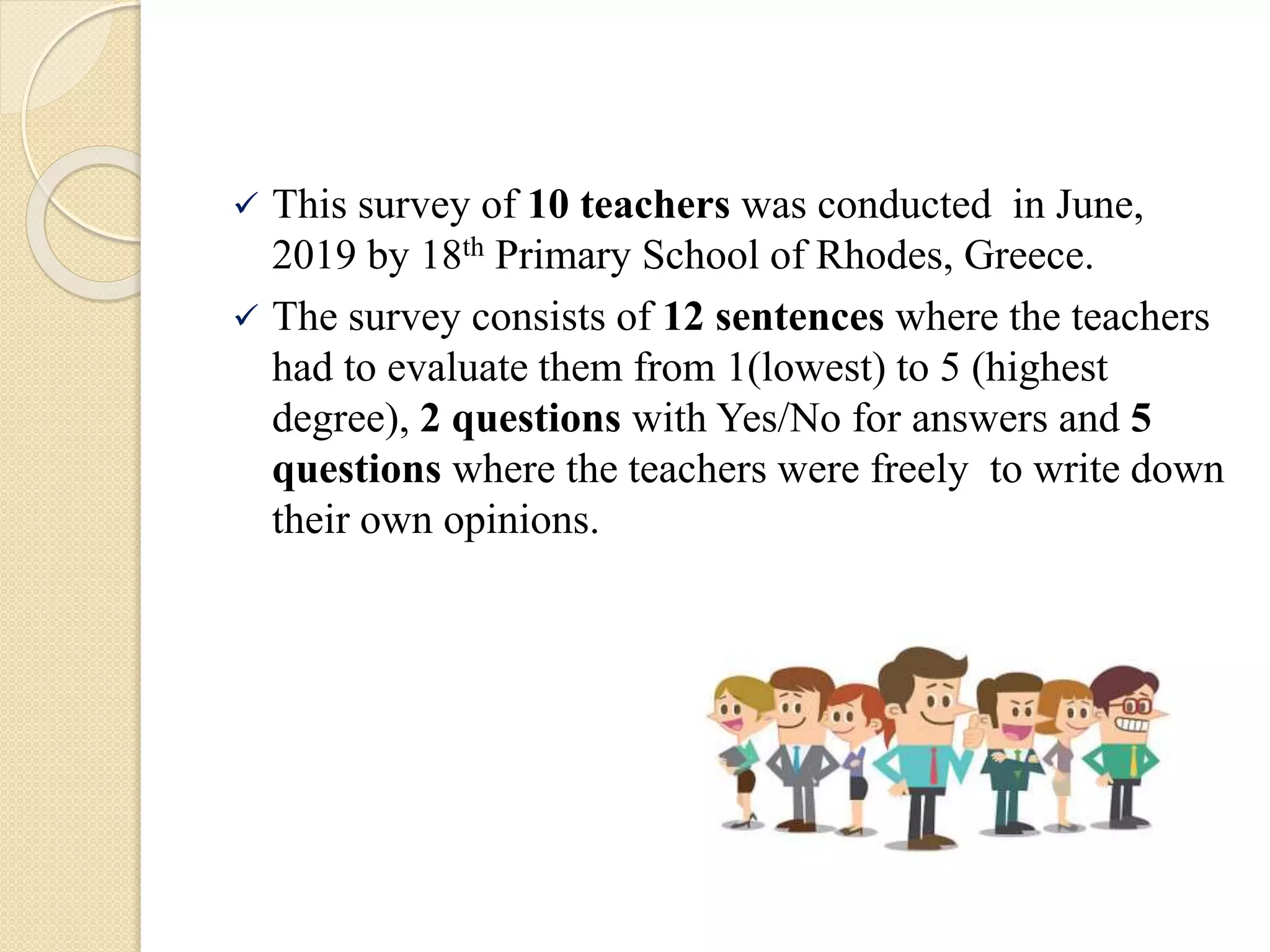 Teachers last survey, Greece | PPTX | Primary Education | Education