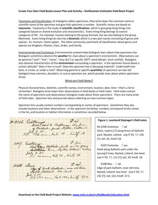 Create Your Own Field Notes Lesson Plan and Activity, 2012 ed | PDF