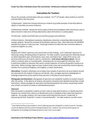 Create Your Own Field Notes Lesson Plan and Activity, 2012 ed | PDF