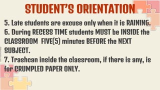 SAMPLE - TEACHERS - ORIENTATION FORMAT FOR THE CLASS OPENING | PPTX
