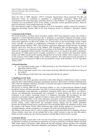 Teachers’ perceptions on inclusion of agricultural indigenous knowledge systems in crop ...