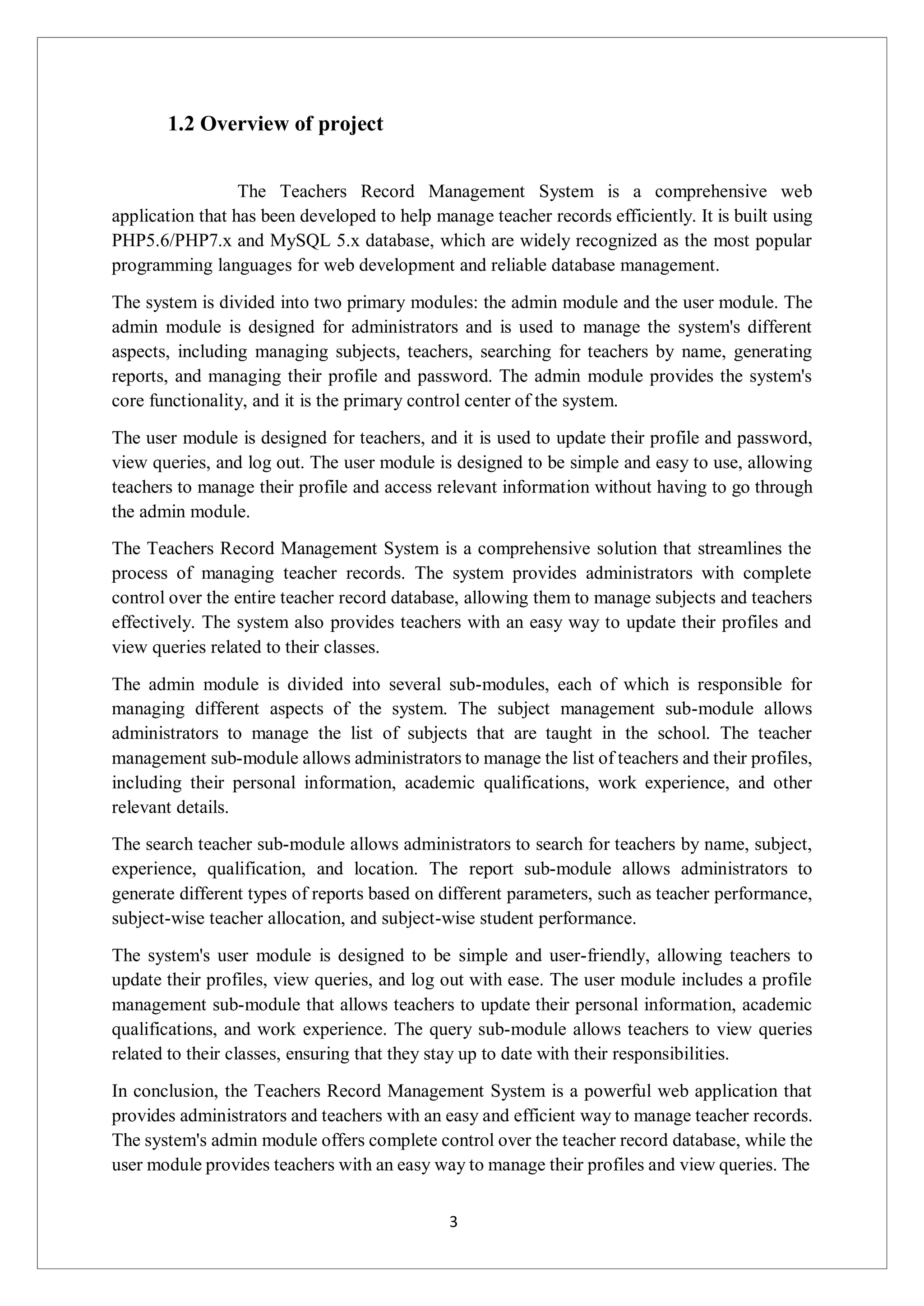 Teachers record management system project report..pdf