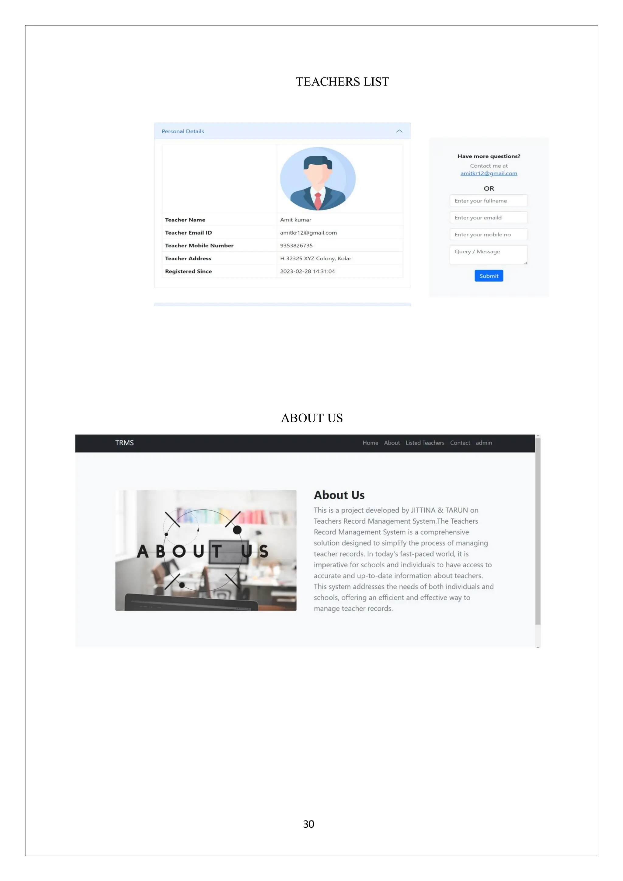 Teachers record management system project report..pdf