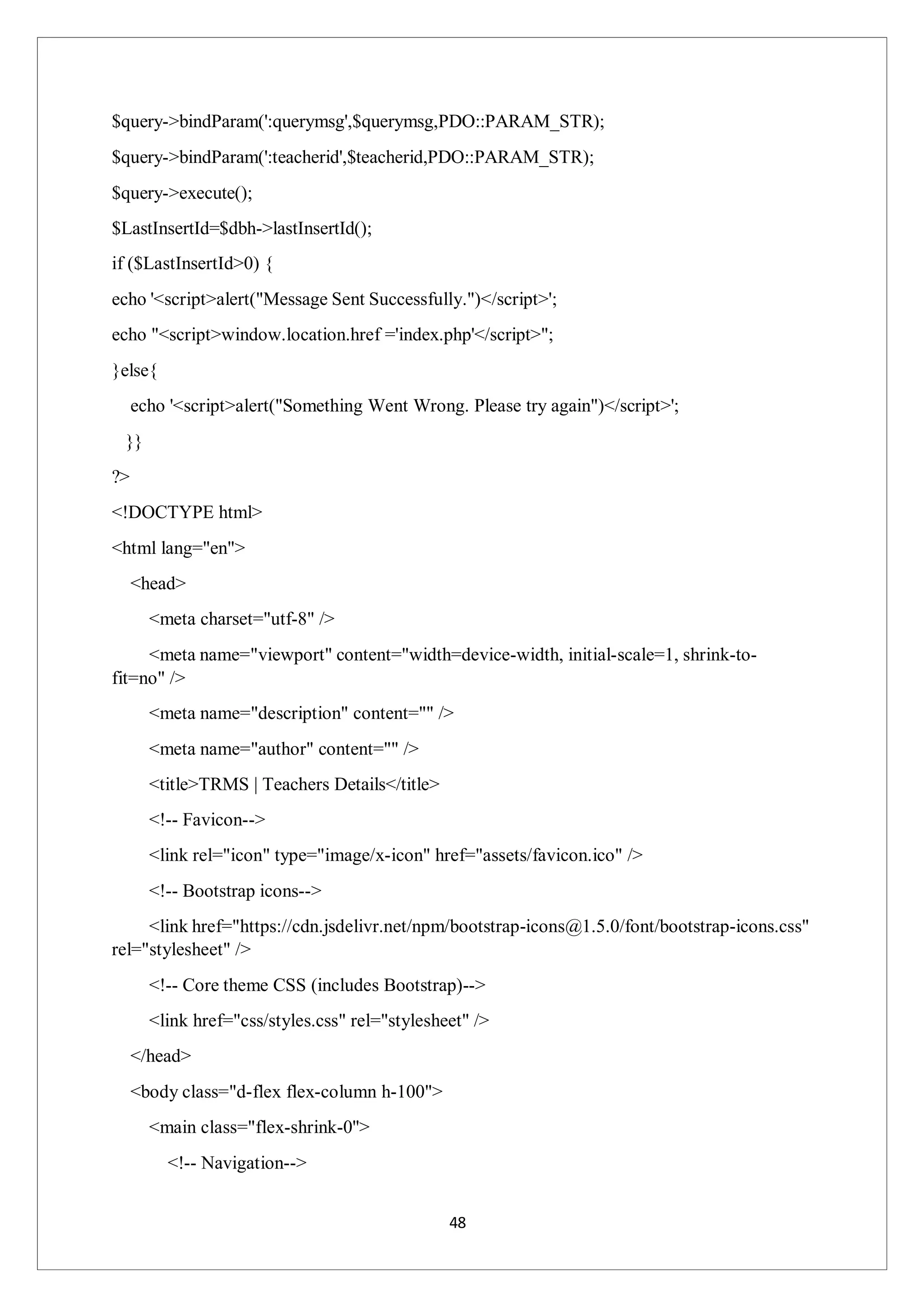 Teachers record management system project report..pdf | Operating Systems | Computer Software ...