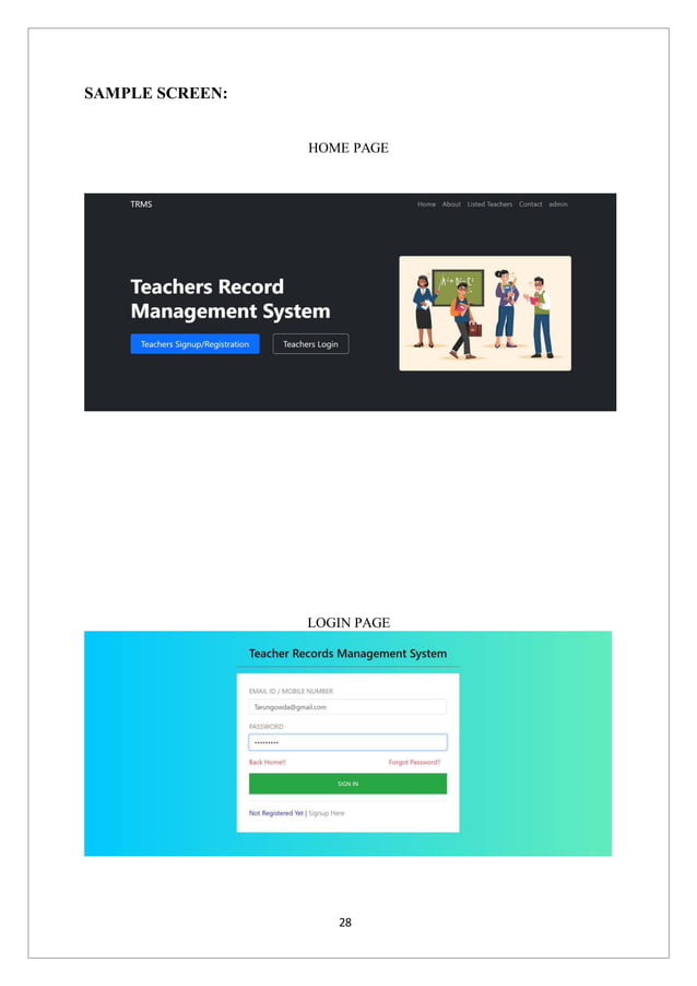 Teachers record management system project report..pdf | Operating Systems | Computer Software ...