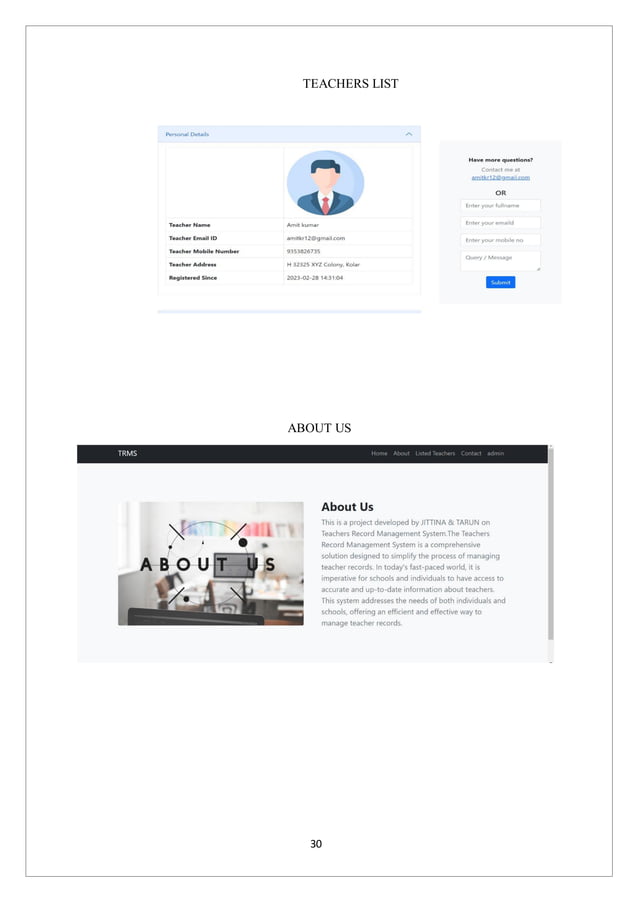 Teachers record management system project report..pdf | Operating Systems | Computer Software ...
