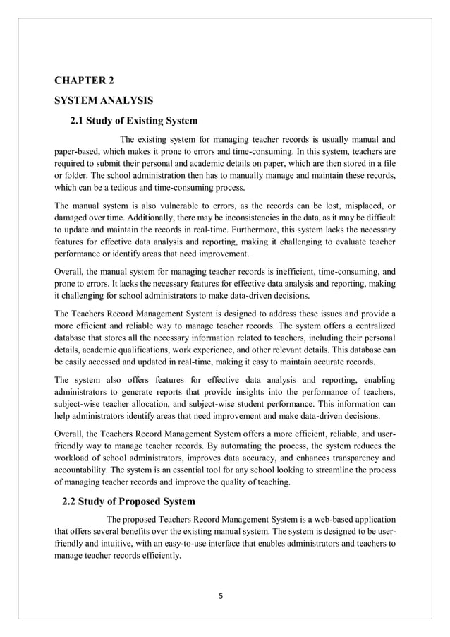 Teachers record management system project report..pdf | Operating Systems | Computer Software ...