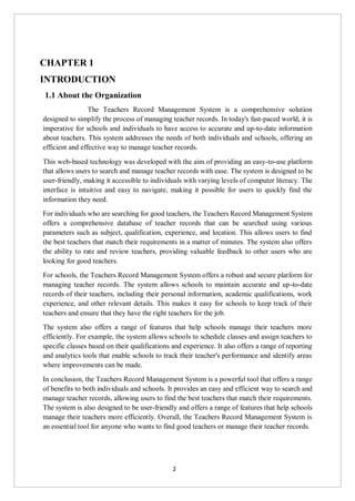 TEACHERS RECORD MANAGEMENT SYSTEM PROJECT REPORT. | PDF