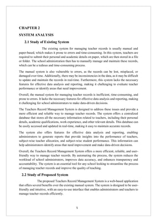 TEACHERS RECORD MANAGEMENT SYSTEM PROJECT REPORT. | PDF