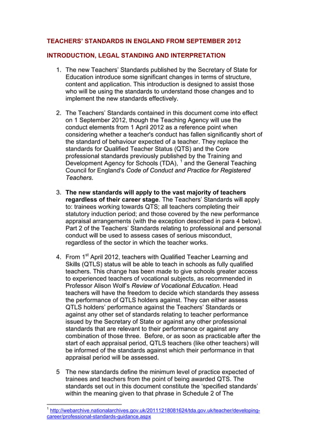 Teachers standards | PDF | Educational Assessment | Education