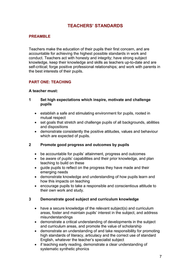 Teachers standards | PDF | Educational Assessment | Education