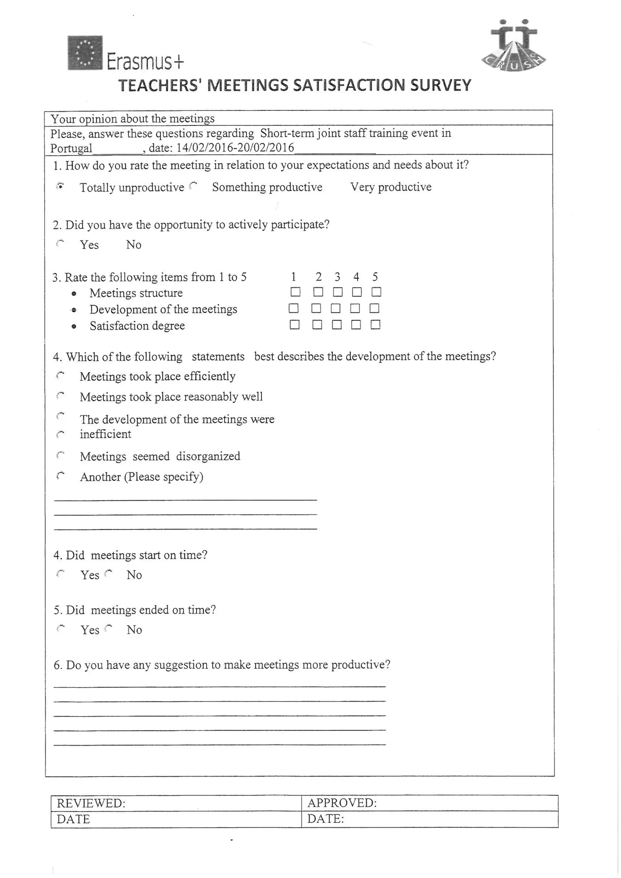 Teachers´ meetings satisfaction survey | PDF
