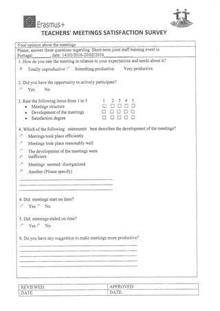 Teachers´ meetings satisfaction survey | PDF