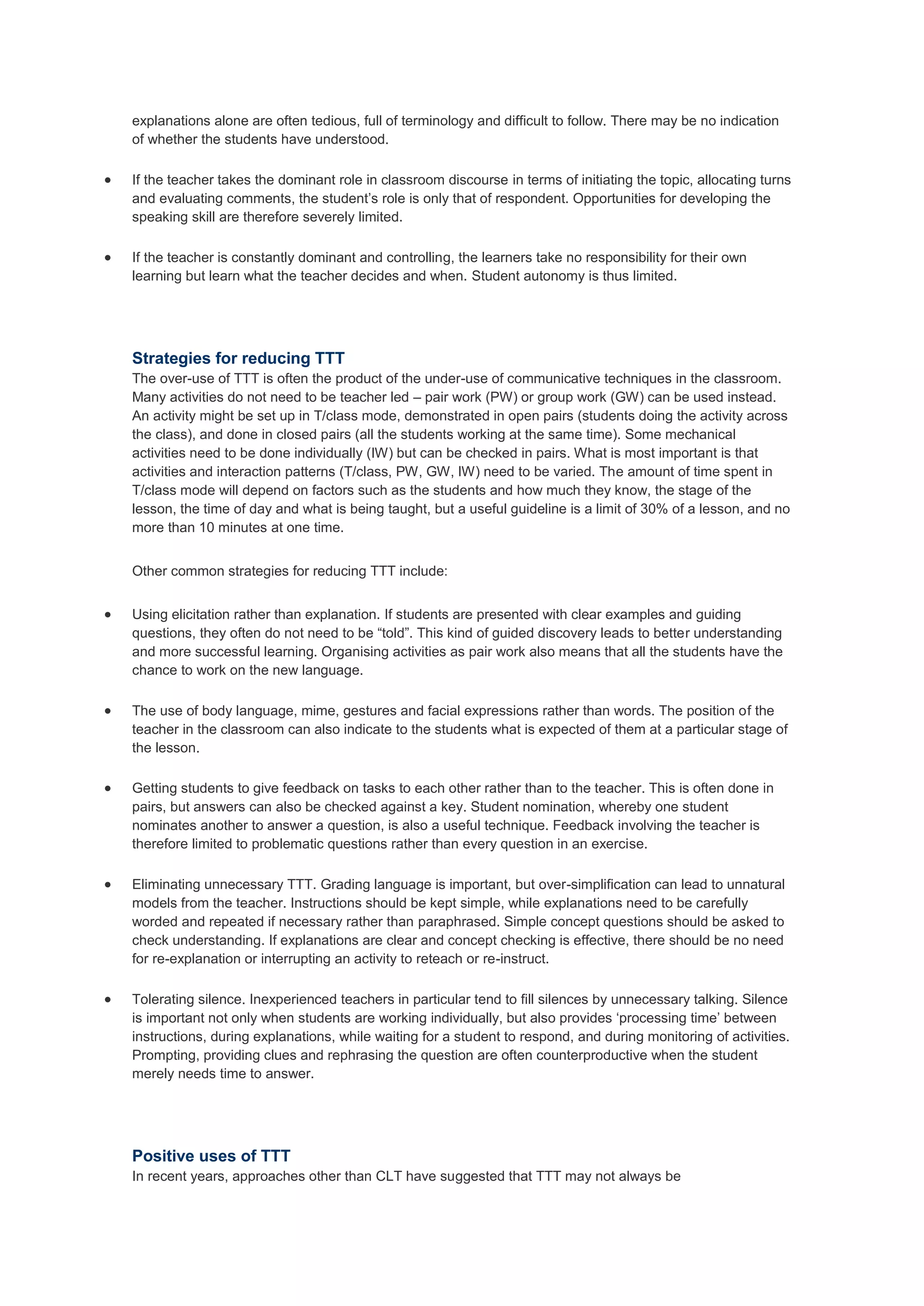 Teacher talking time | PDF