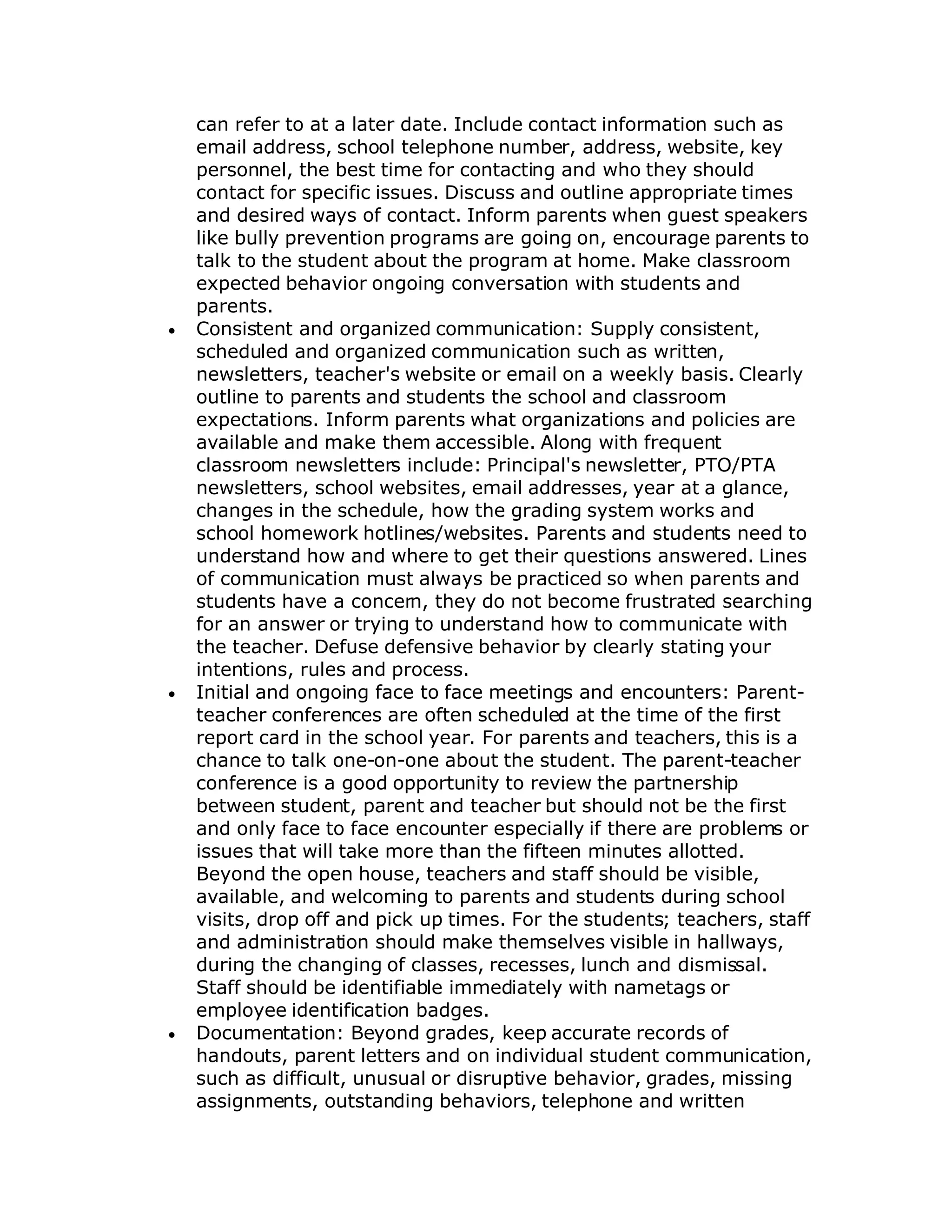 Teacher To Parent Communication | DOC