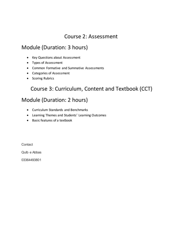 Teacher training programme (ttp) course outline | DOCX