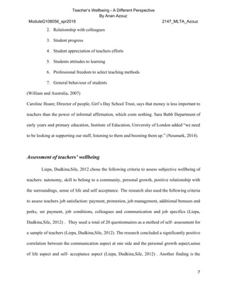 Teacher wellbeing a new prespective - by dr anan azouz | PDF