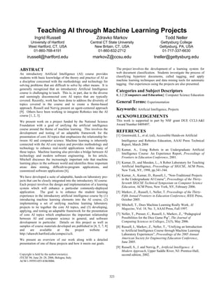 Teaching AI through Machine Learning Projects | PDF