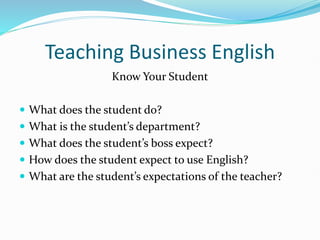Teaching Business English - A Guide to teach English | PPT