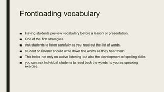 SPECIFIC STRATEGIES TO LISTEN AND SPEAK | PPT