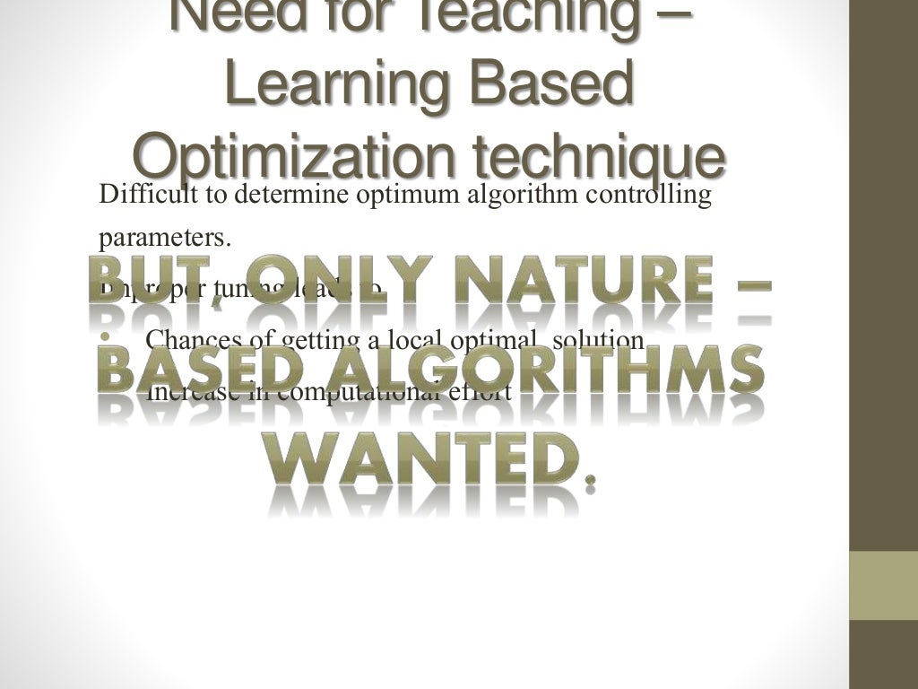 Teaching learning based optimization technique Teaching learning based optimization technique