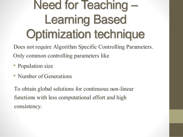 Teaching Learning Based Optimization Technique