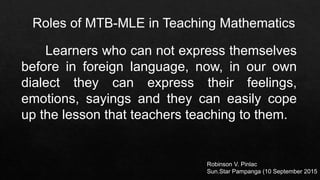 Teaching Mathematics and Science In English and the Role of MTB-MLE in Teaching Mathematics | PPT