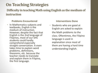 Teaching Mathematics in SHS: Problems and Interventions | PPTX