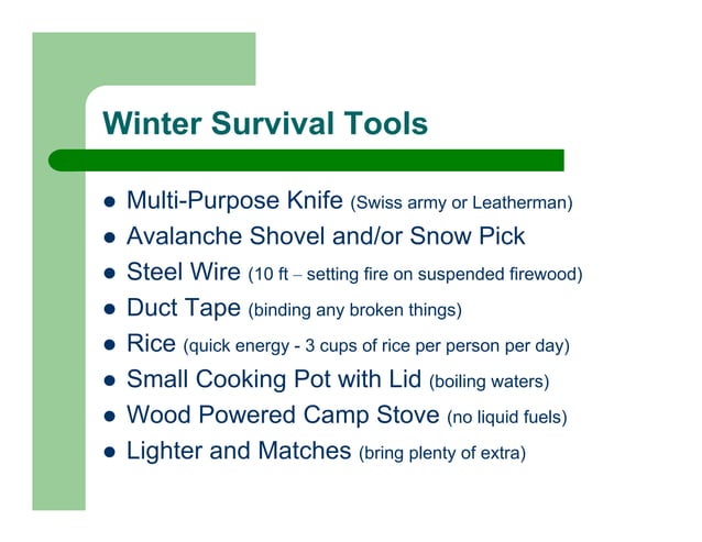 winter survival techniques | PDF