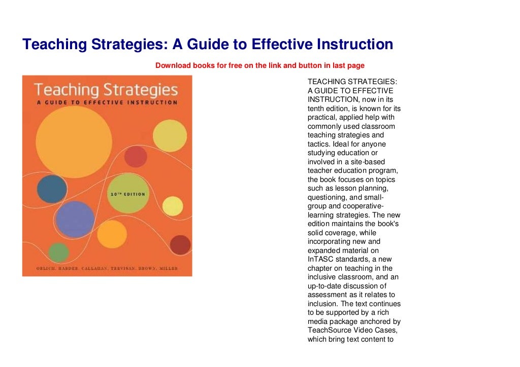 Teaching Strategies: A Guide to Effective Instruction