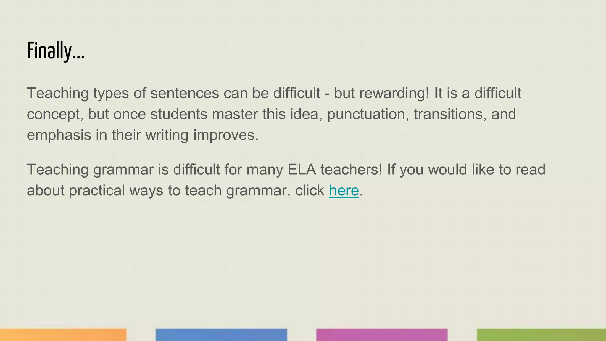 Teaching Grammar: types of sentences | PPTX