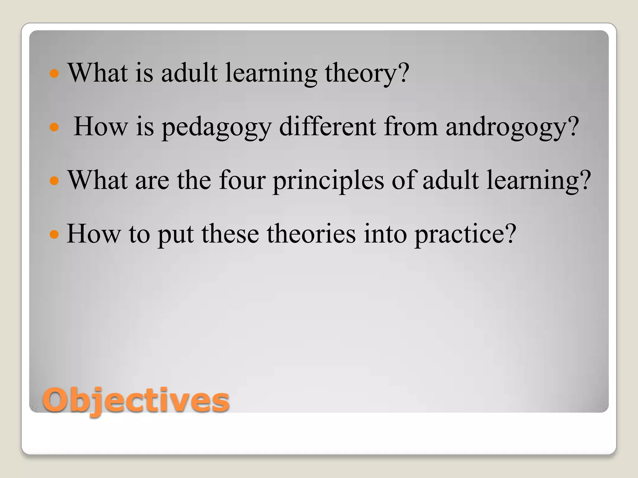 Andragogy (Adult Education) | PPTX
