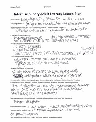 2014 GED Test Lesson Plans: CLE | PDF