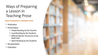 Teaching and Assessing Prose Lecture.pptx | Education