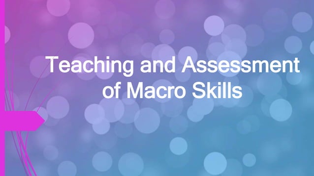 Teaching and Assessment of Macro Skills.pptx | Educational Assessment | Education