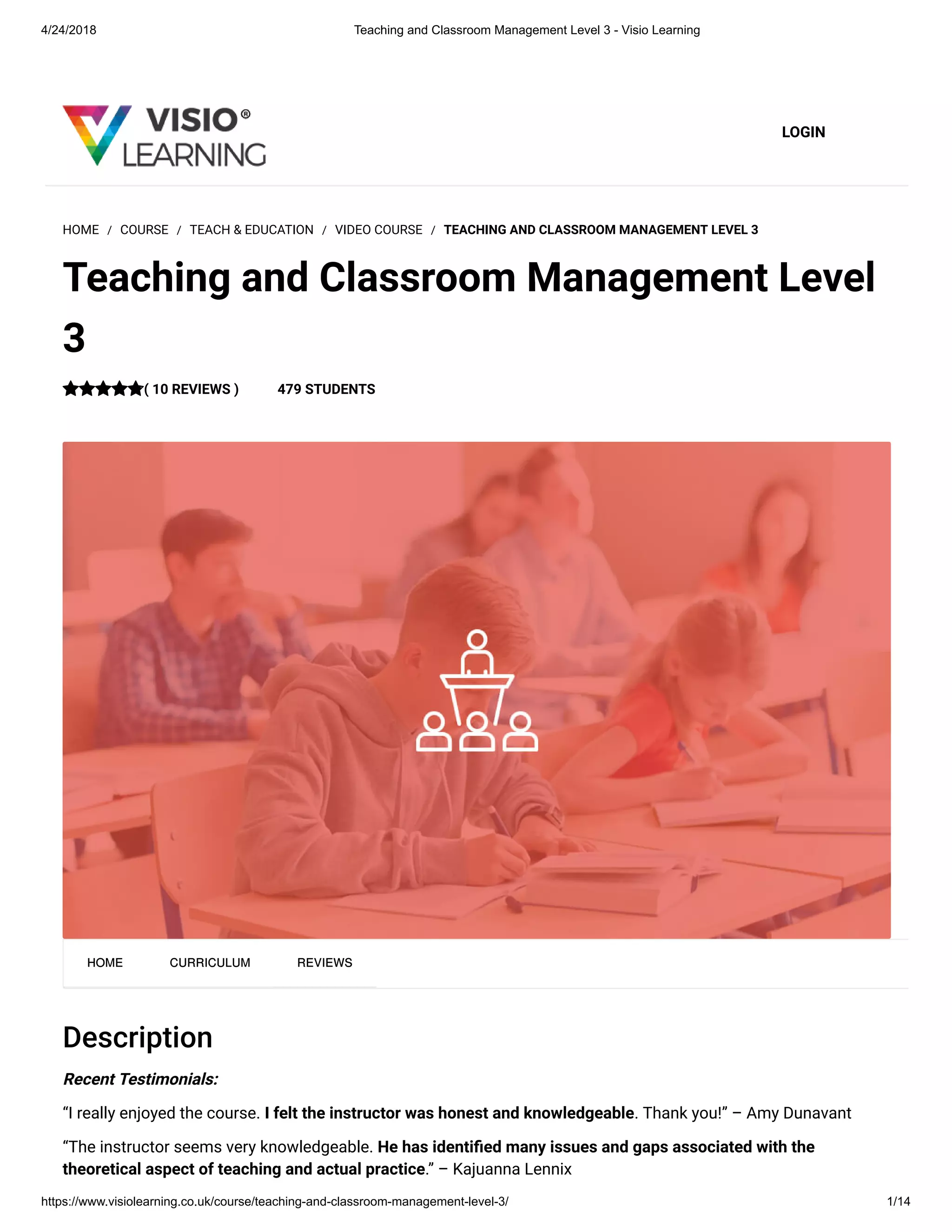 Teaching and classroom management level 3 | visio learning | PDF ...