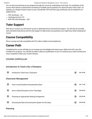 Teaching and classroom management level 3 | visio learning | PDF ...