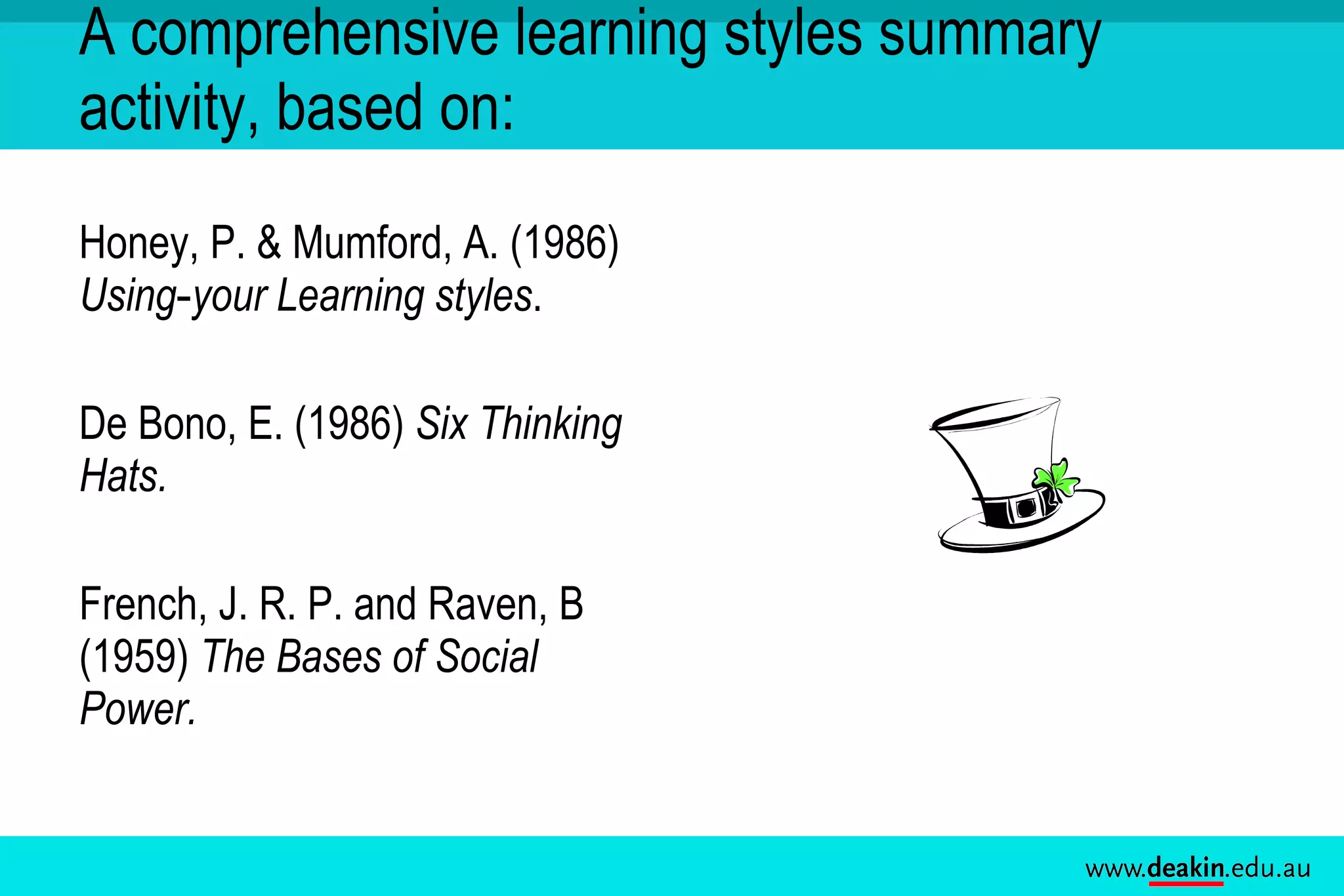Understanding learning styles to enhance the experience of being a first year occupational ...