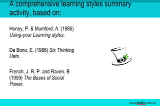 Understanding learning styles to enhance the experience of being a ...